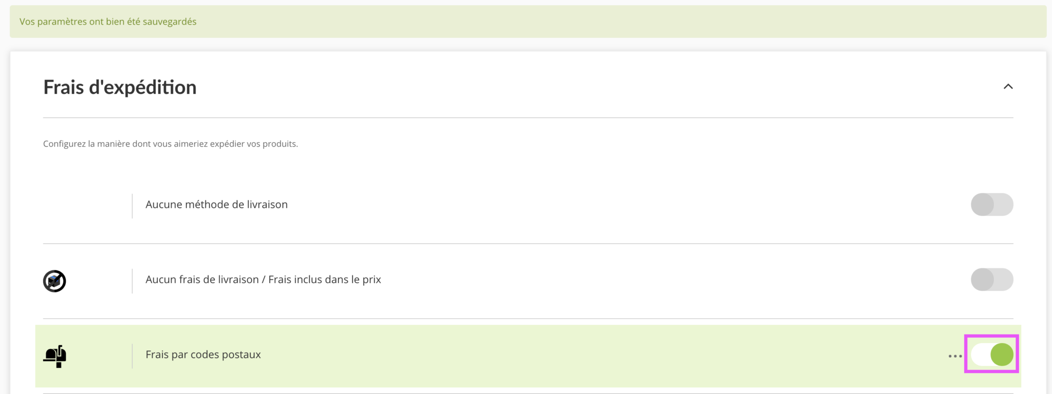 Expédition par codes postaux : Comment les configurer